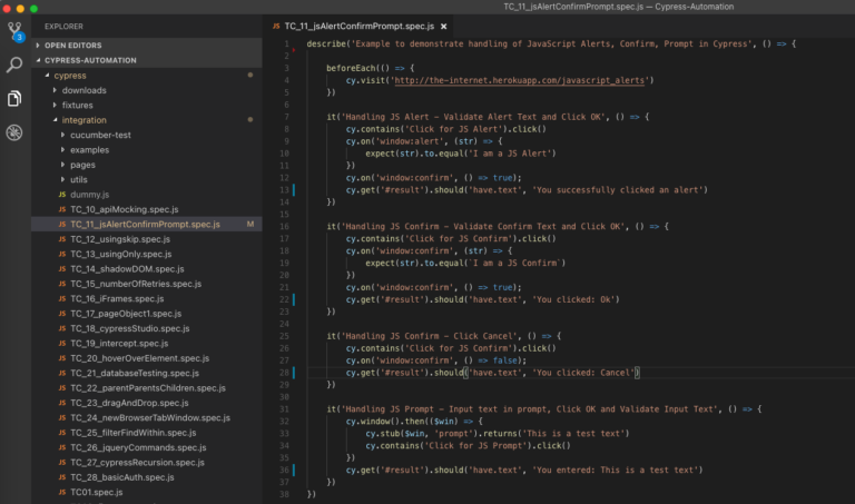 How to handle Javascript Alert, Confirm & Prompt in Cypress
