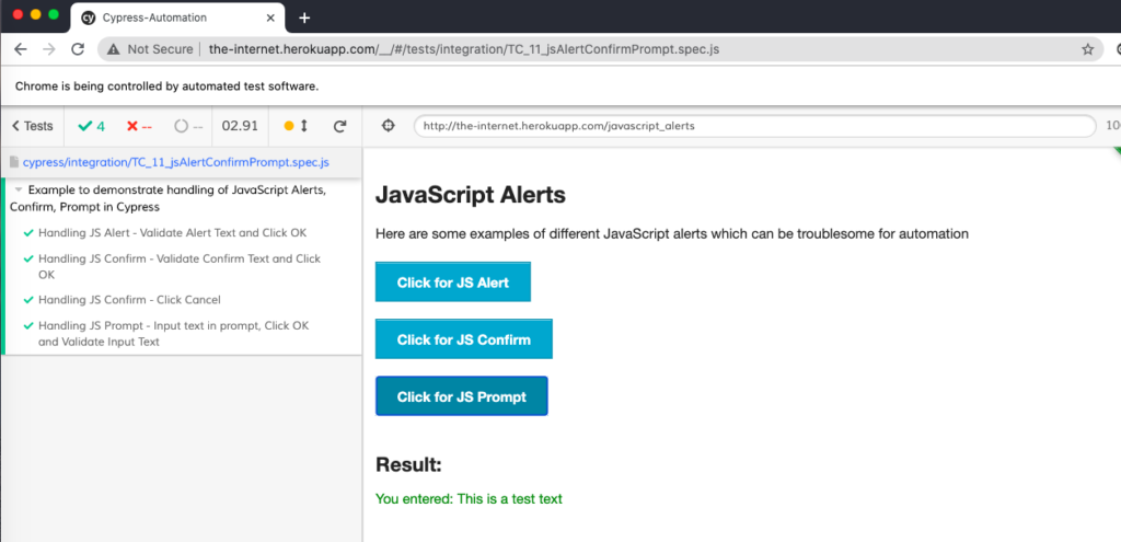 How to handle Javascript Alert, Confirm & Prompt in Cypress How to handle Javascript Alert, Confirm & Prompt in Cypress