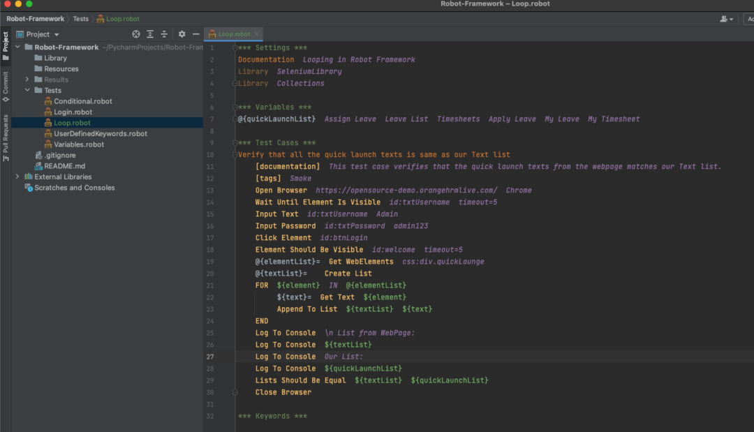 How To Use For Loop In Robot Framework TestersDock