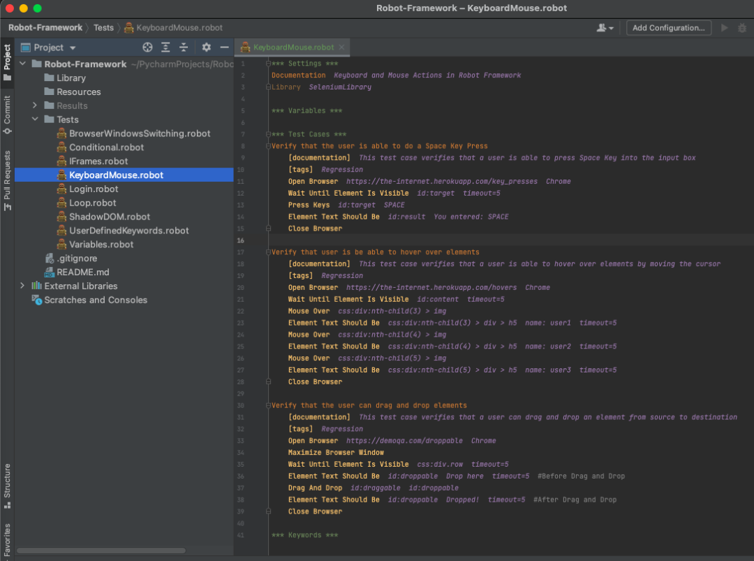 Keyboard and Mouse Actions in Robot Framework - TestersDock